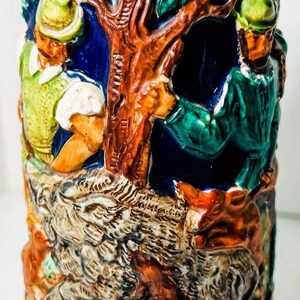 Vintage Gerz Beer Stein Tankard Germany Stoneware Fox Handle Wild Boar ...