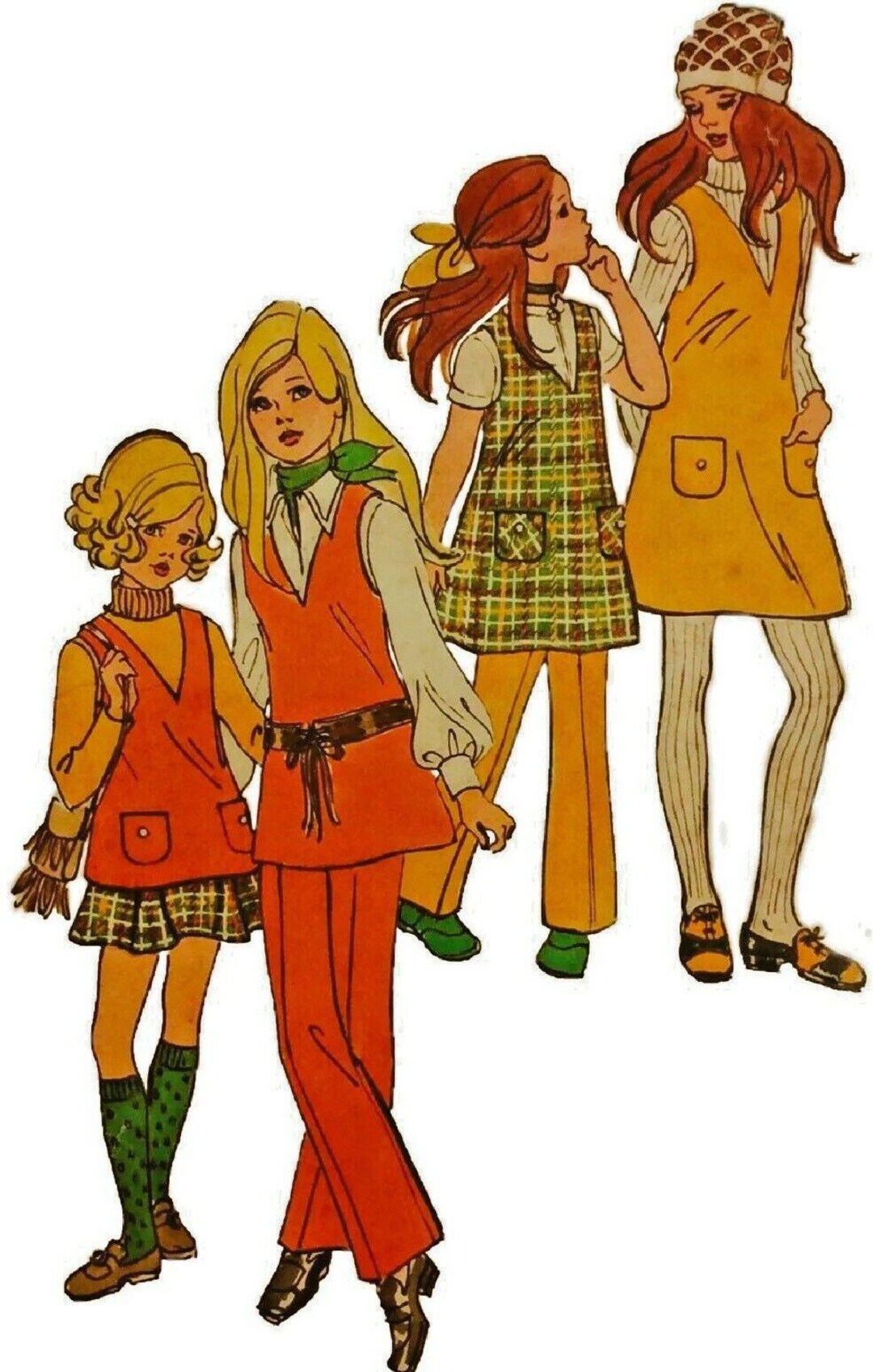 1971 Simplicity Sewing Pattern Girls' Size 14-1/2 Jumper Tunic Skirt No ...