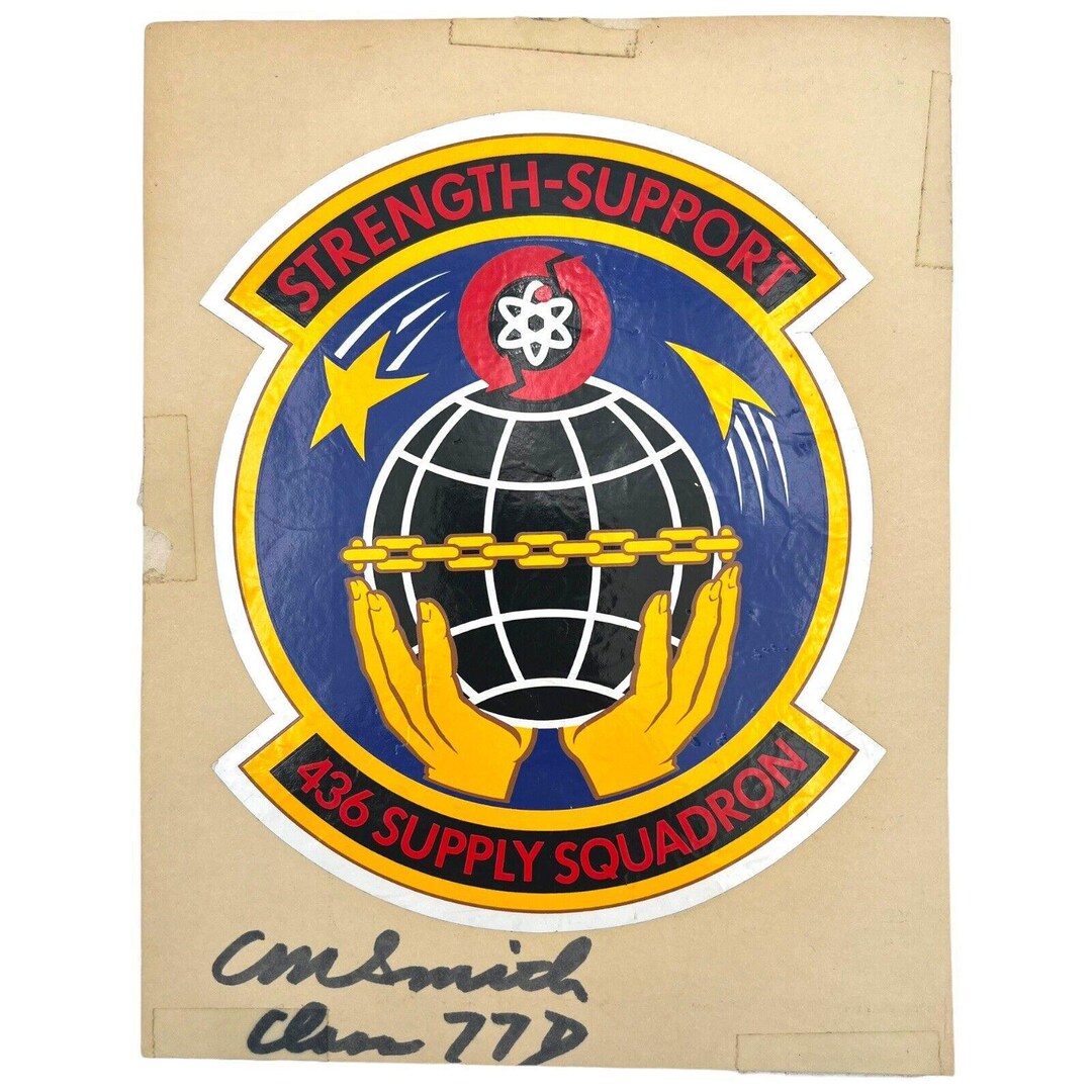 VTG Emblem Air Force 436 Supply Squadron Dover AFB STICKER Strength ...