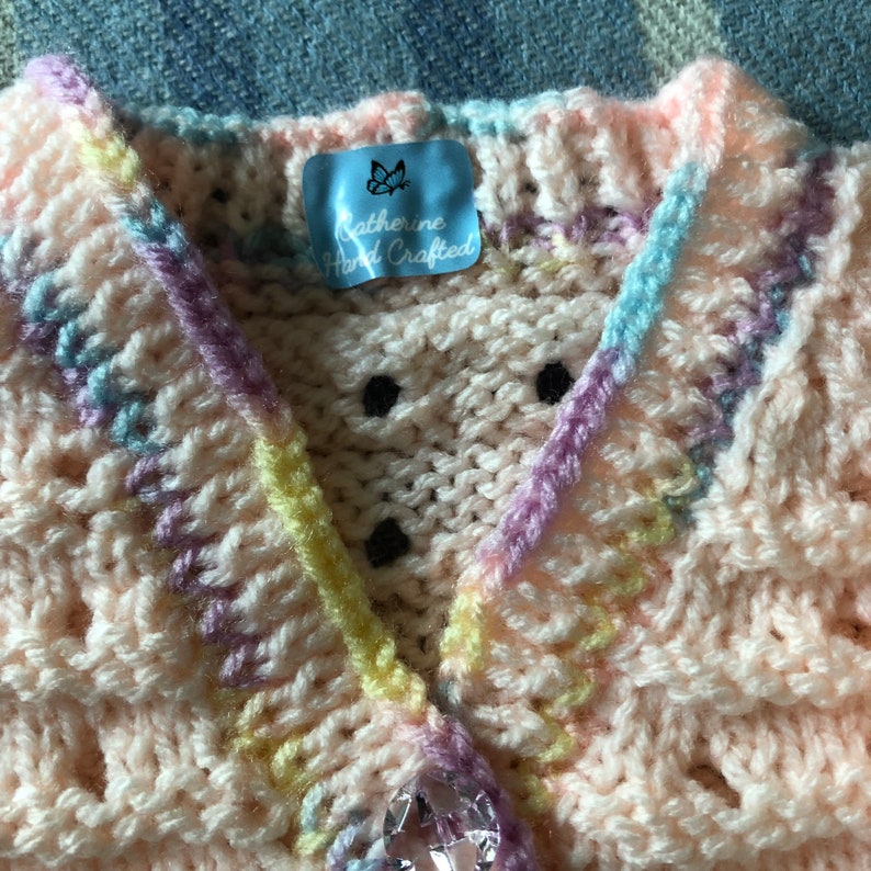 Scottish Peach Rainbow Hand Knitted Baby Cardigan 0-3 Months - Etsy