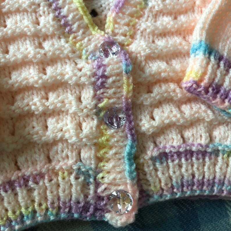 Scottish Peach Rainbow Hand Knitted Baby Cardigan 0-3 Months - Etsy