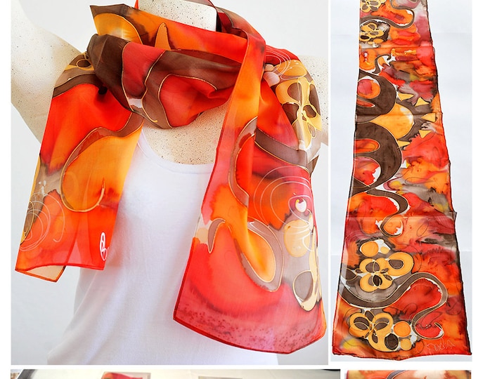 Silk Scarf, Handmade, Unique, Silk Accessories, Gift Idea, Beautiful ...