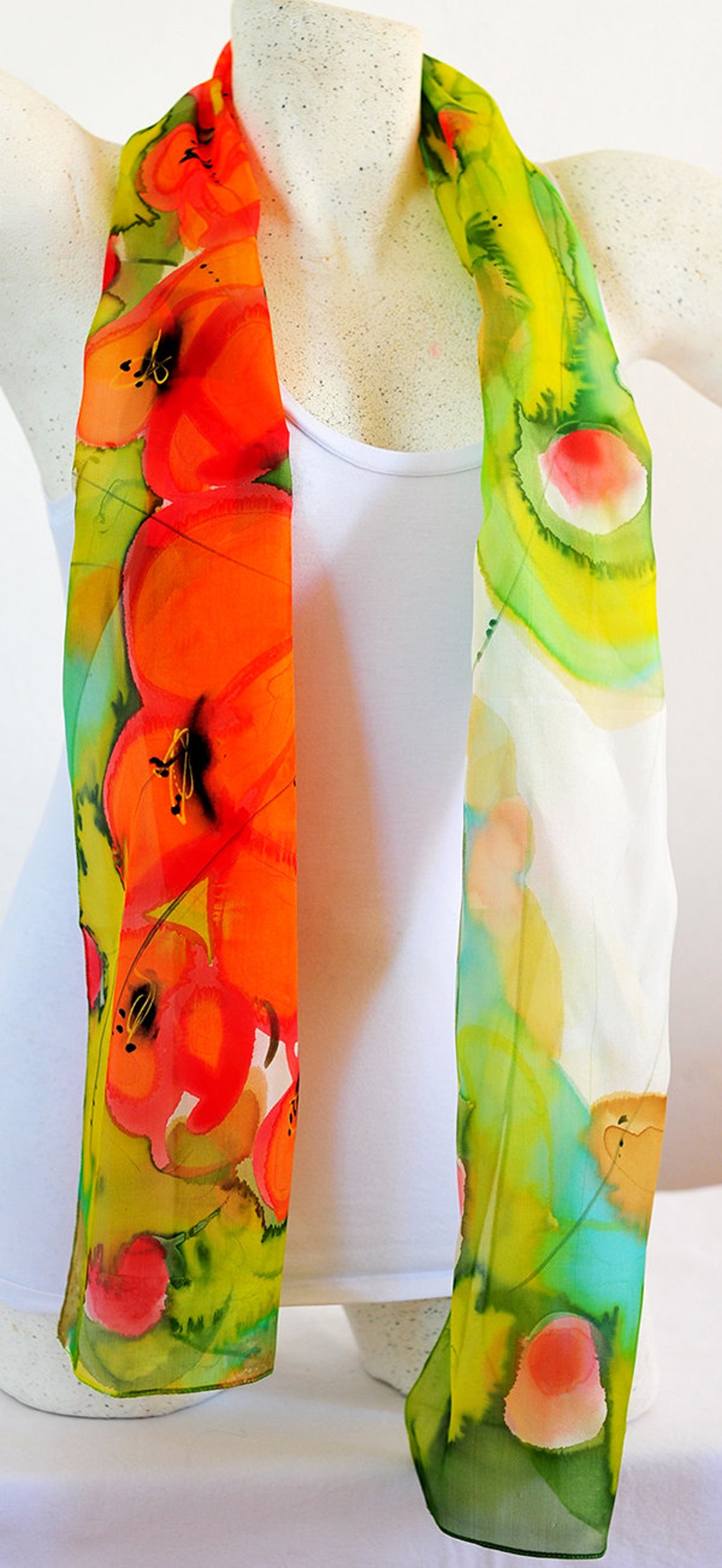 Silk Scarf, Handmade, Unique, Silk Accessories, Gift Idea, Beautiful ...