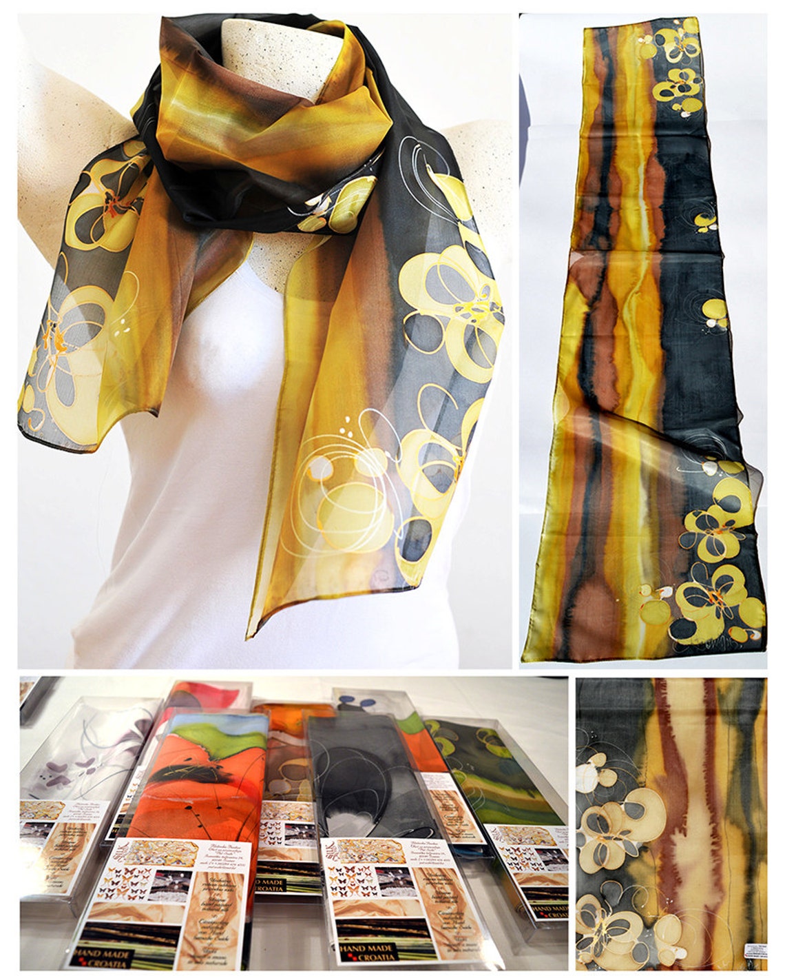 Buy Silk Scarf, Handmade, Unique, Silk Accessories, Gift Idea ...