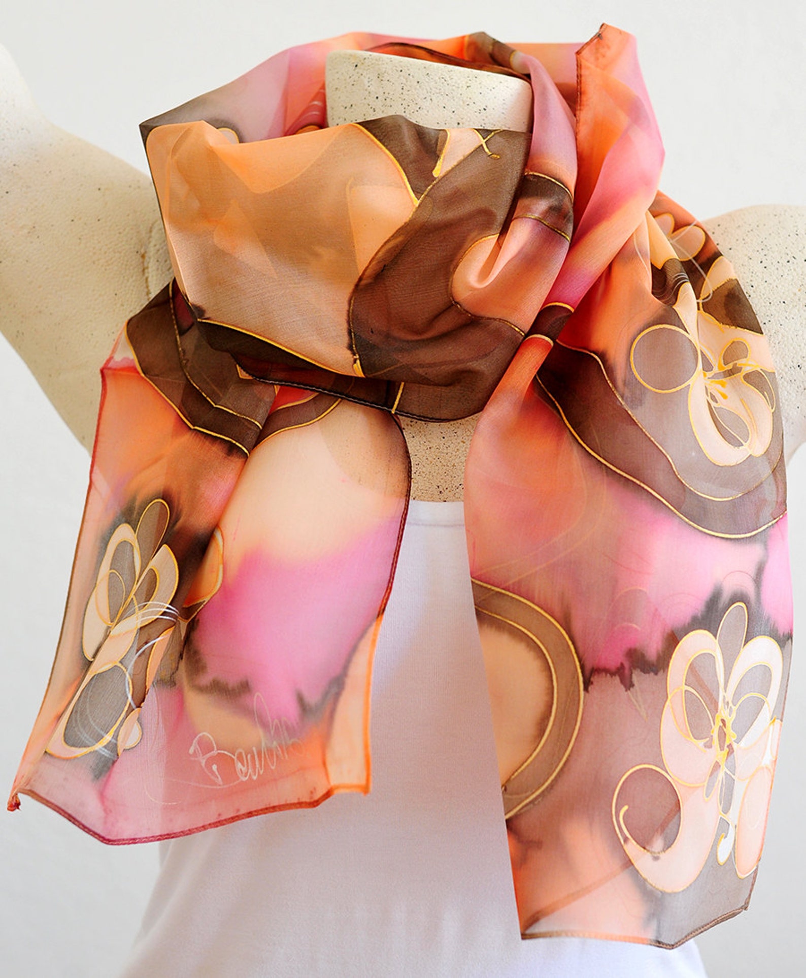 Silk Scarf, Handmade, Unique, Silk Accessories, Gift Idea, Beautiful ...