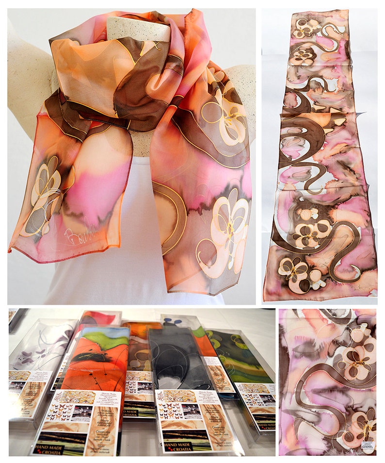 Silk Scarf, Handmade, Unique, Silk Accessories, Gift Idea, Beautiful ...