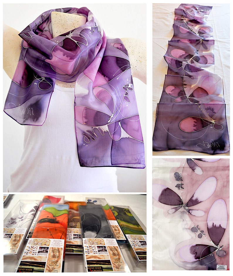 Silk Scarf, Handmade, Unique, Silk Accessories, Gift Idea, Beautiful ...