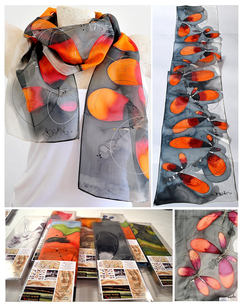 Silk Scarf, Handmade, Unique, Silk Accessories, Gift Idea, Beautiful ...