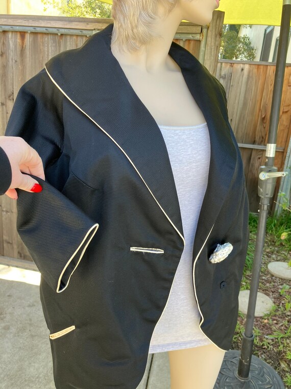 The Most 50s Jacket Ever~ One HUGE Button! Black 1950… - Gem