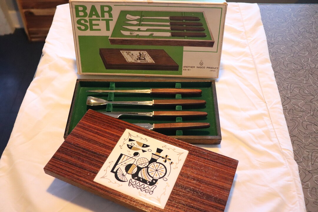 New Vintage Danish Nasco New in Box Bar Bartender Set Knife Cutting ...