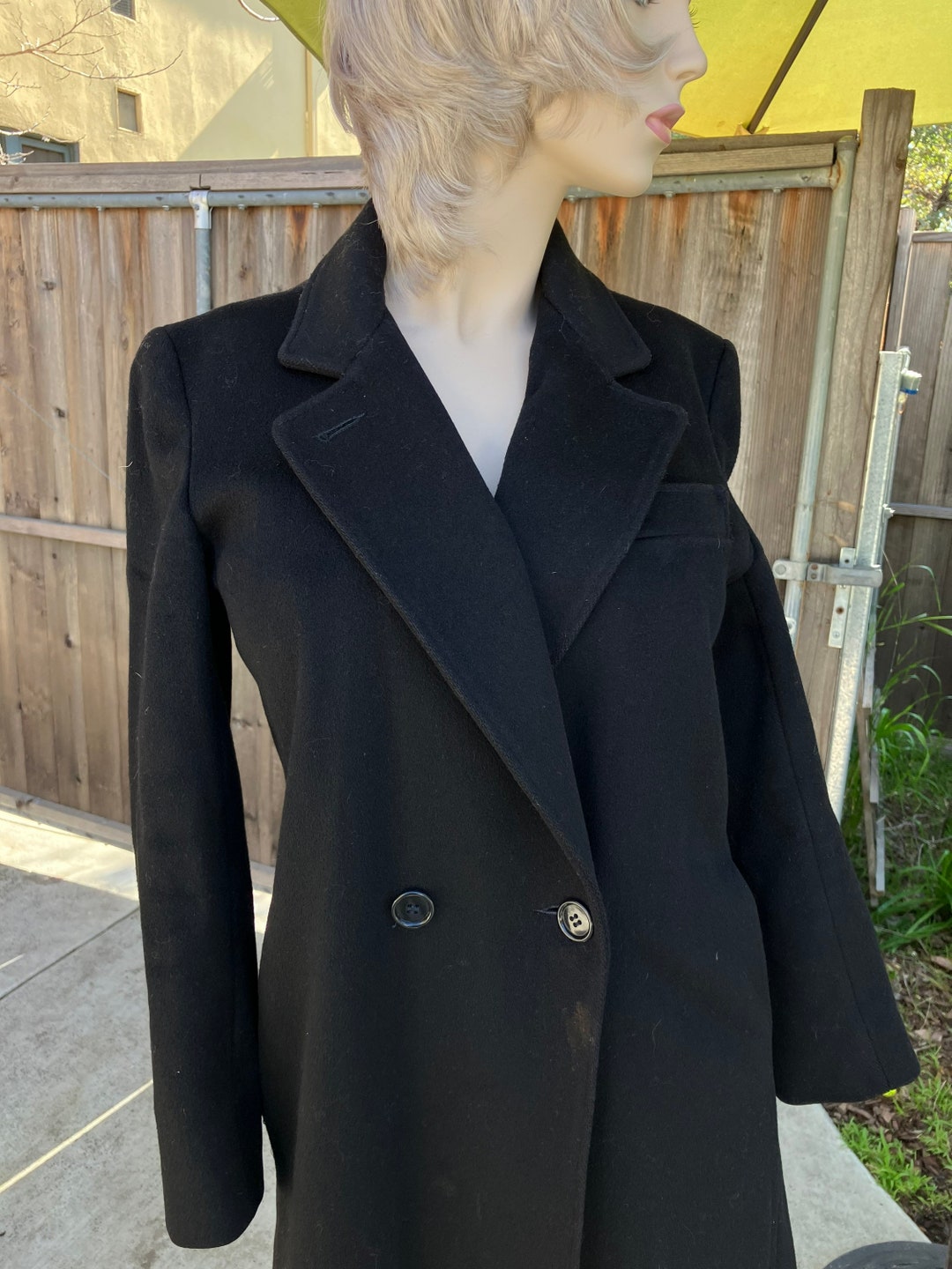 Black Jill Jr Vintage Trench Coat 100% Wool Jacket 1940s 1950s 1960s S ...
