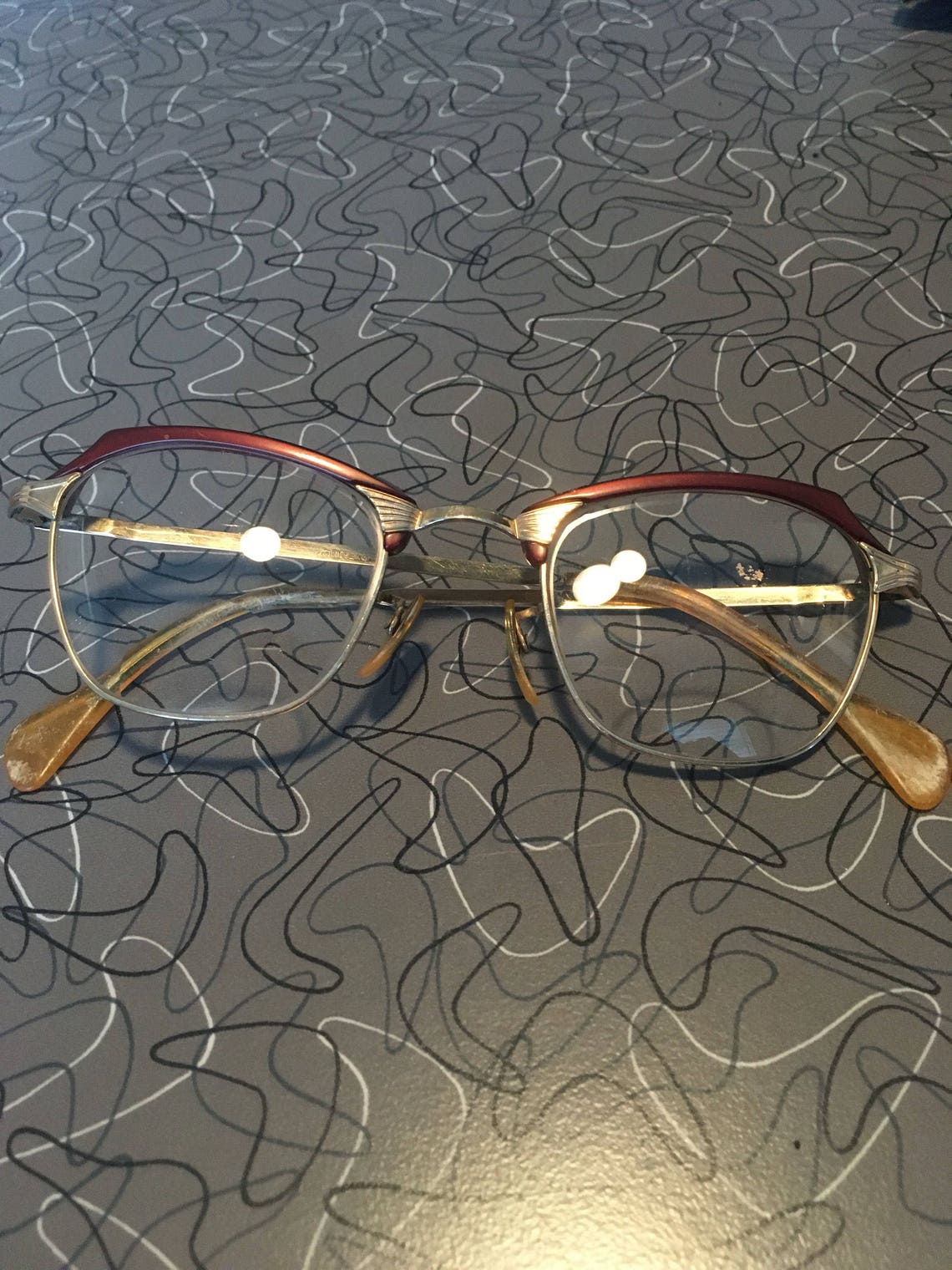 Vintage Spectacles Art Deco Details Red & Gold - Etsy