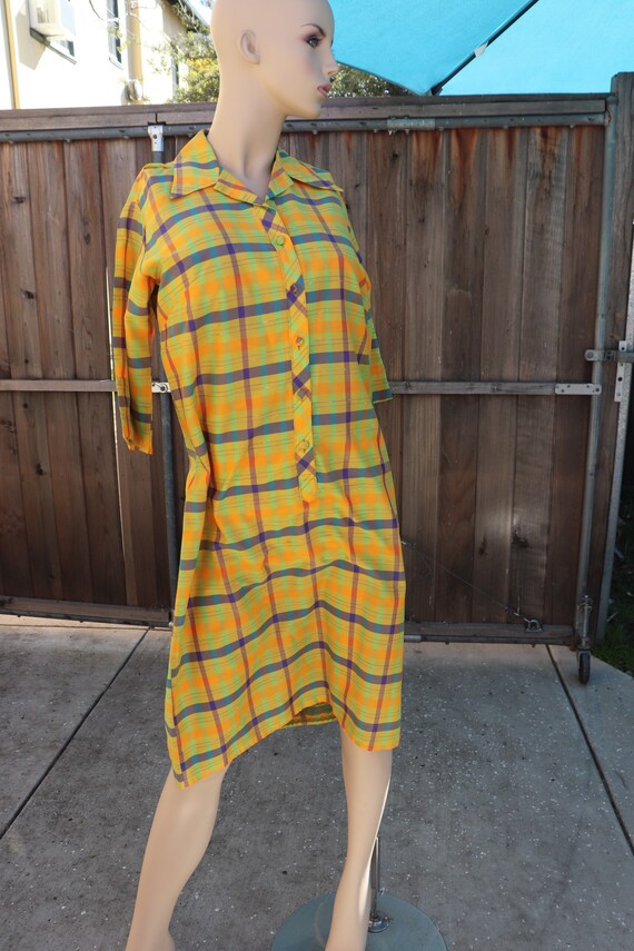 Bargain Basement Lady Bayard Yellow Polyester Plaid Dress - Etsy