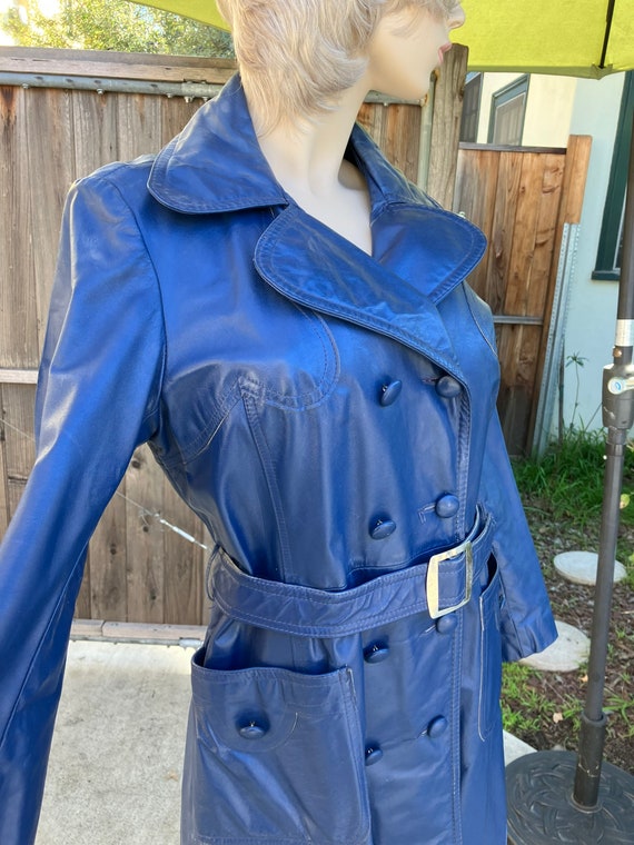 Vintage Mod Leather Belted Car Coat Jacket 1960s 1970… - Gem
