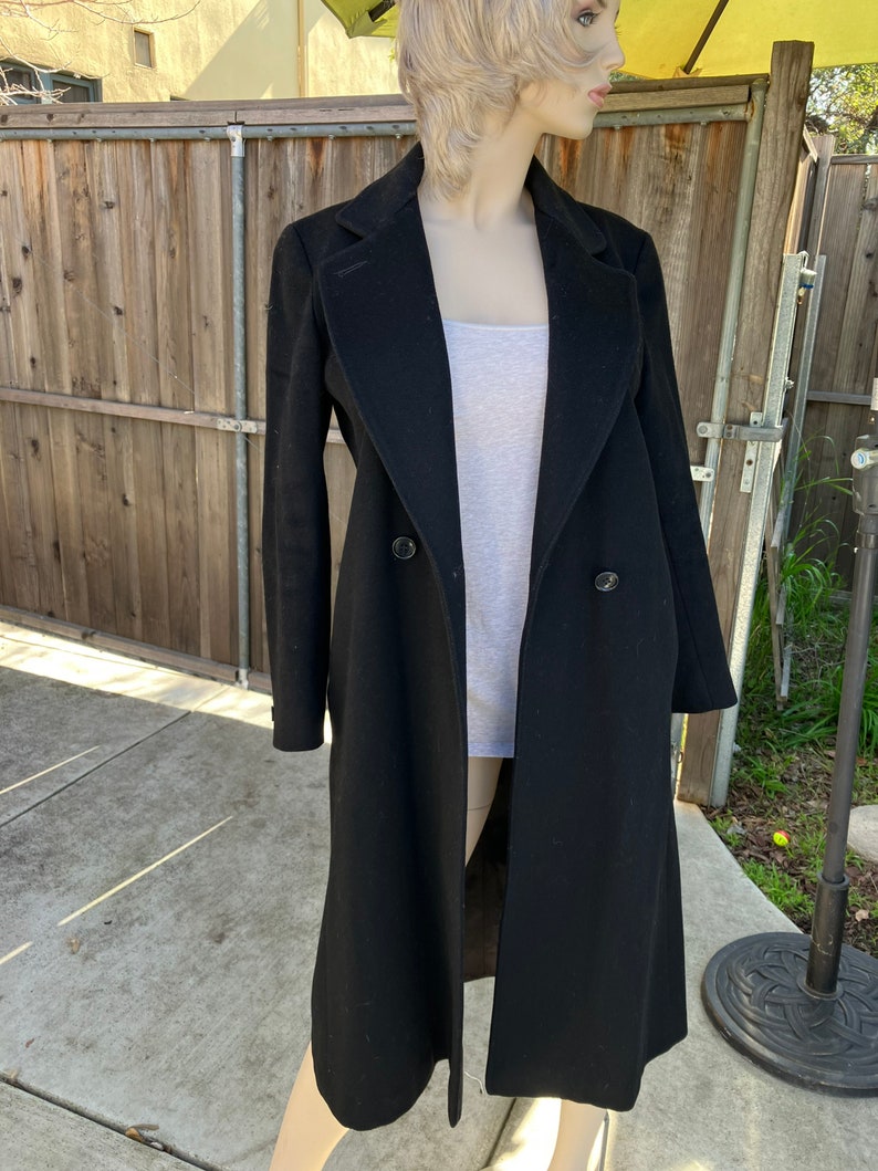 Black Jill Jr Vintage Trench Coat 100% Wool Jacket 1940s 1950s 1960s S ...