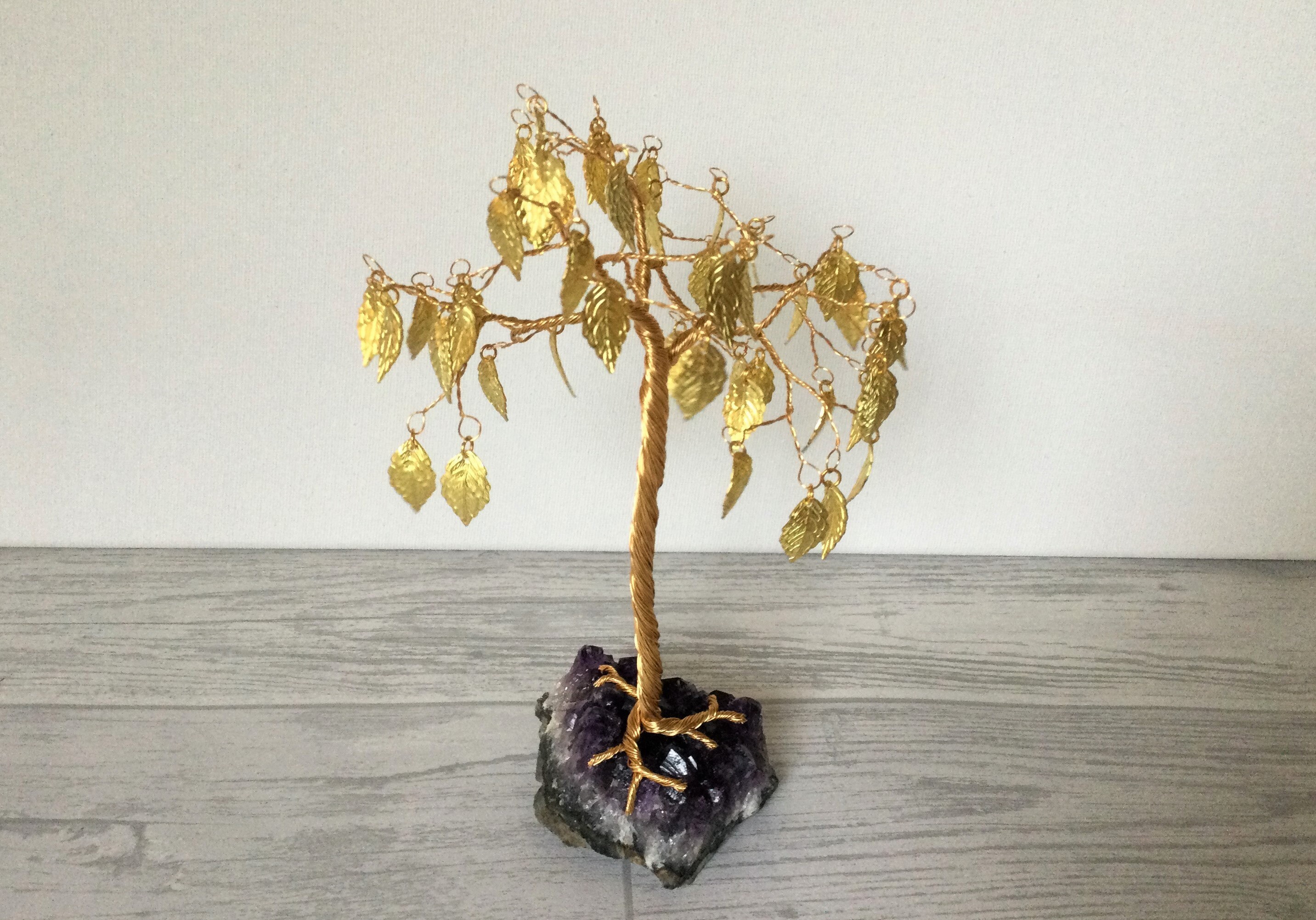 Gold Tree Sculpture. Wire Tree Sculpture. Amethyst Gemstone - Etsy UK