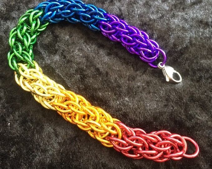 Chunky Rainbow Bracelet - Round Chainmaille Bracelet - Big Round ...