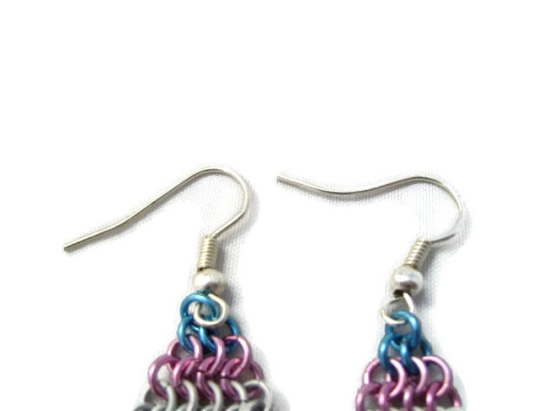 Trans Pride Earrings Transgender Flag Chainmaille Earrings | Etsy