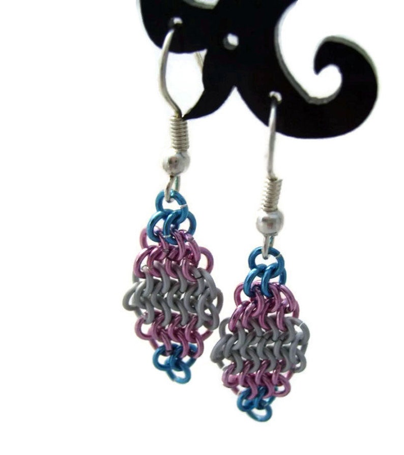 Trans Pride Earrings Transgender Flag Chainmaille Earrings - Etsy