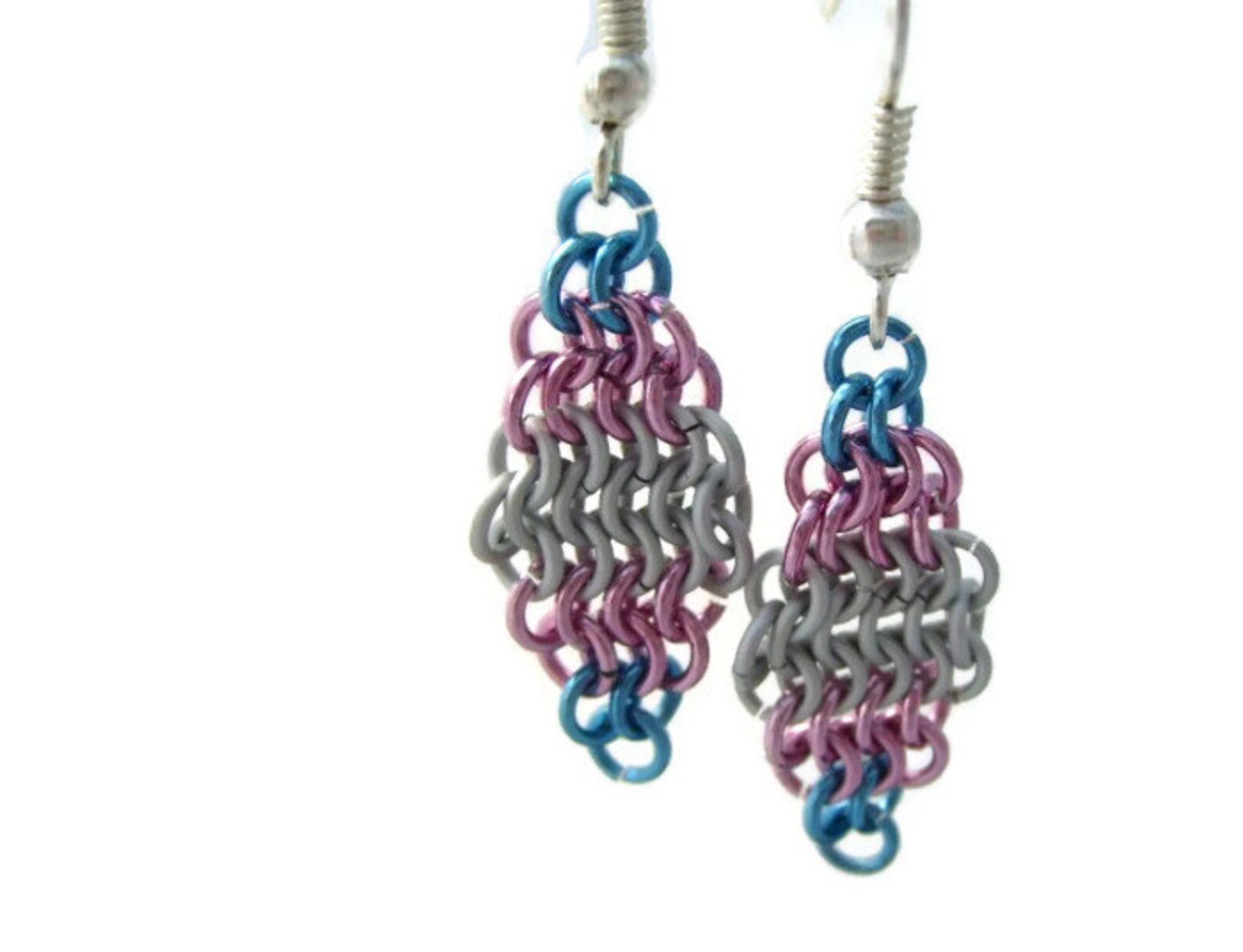 Trans Pride Earrings Transgender Flag Chainmaille Earrings | Etsy