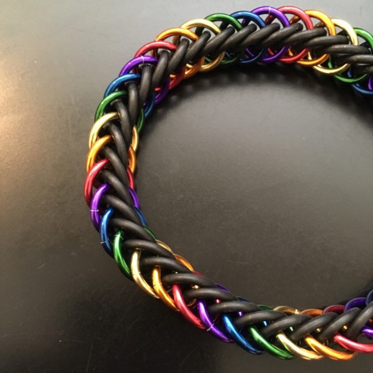 Rainbow Bracelet Chainmaille Rainbow Wristband Dark - Etsy