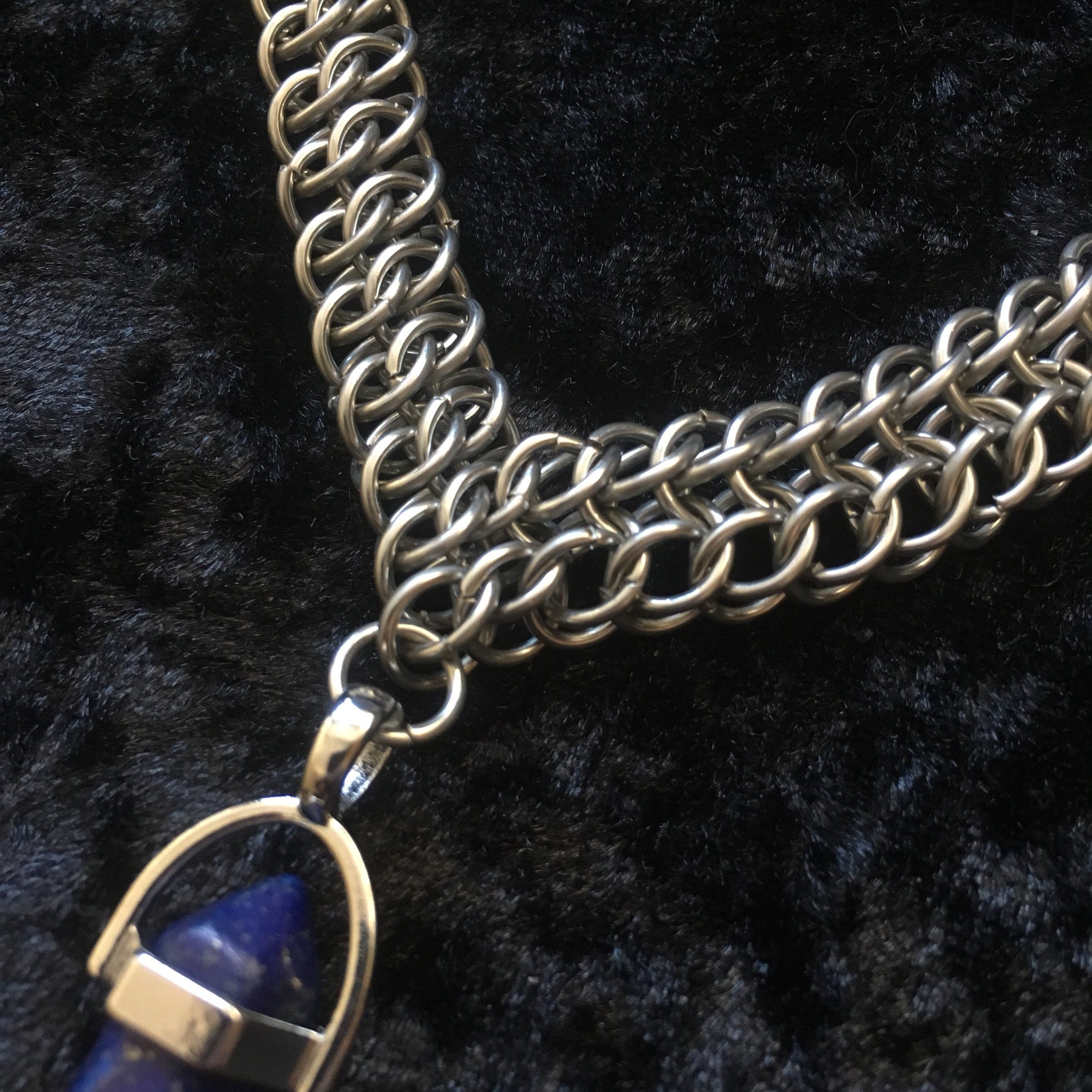 Chainmaille Necklace with Stone Pendant Semi Precious Stone | Etsy