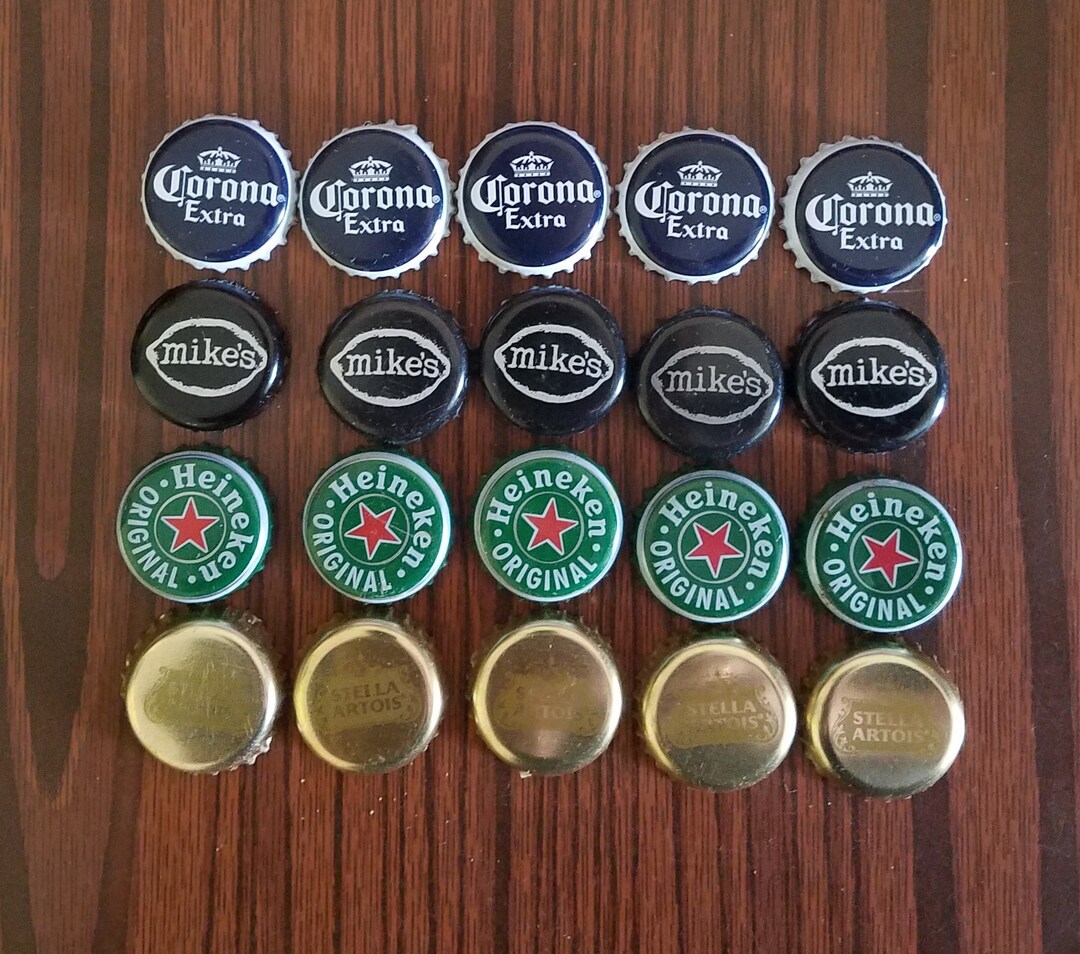 Lots of 20 Beer Drink Used Bottle Caps Corona Heineken Stella Artois ...