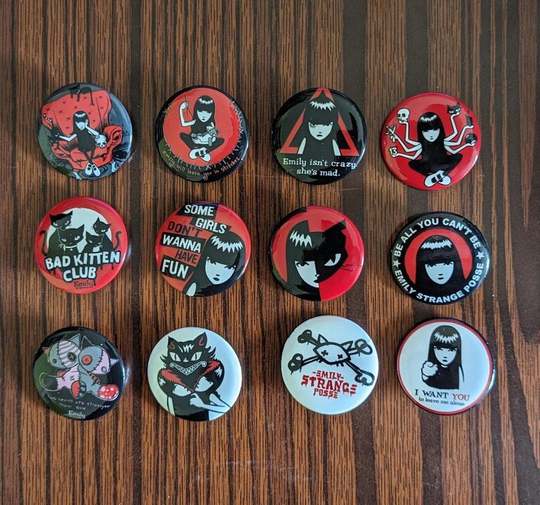 1.25" Pinback Button Badge Emily the Strange Fans Club (1-1/4" Pins ...