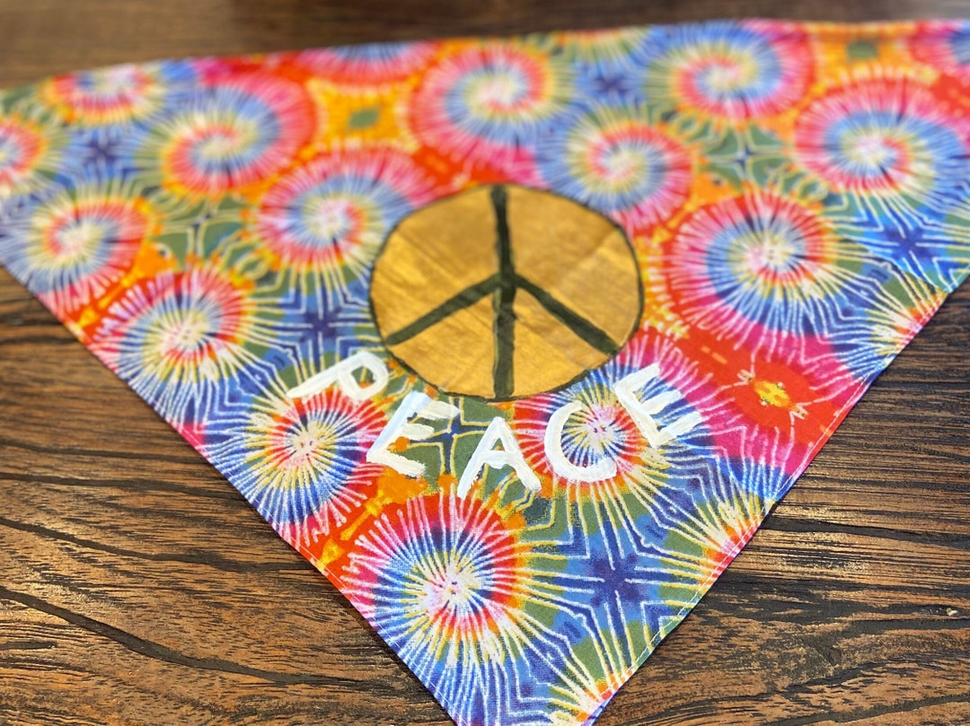 Hand Painted Peace Sign Multi Colored Bandana - Etsy