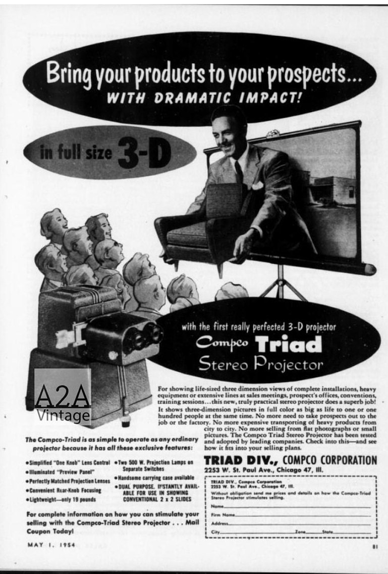 1950's Triad Stereo Slide Projector by COMPCO - Etsy