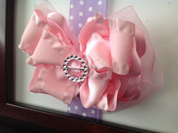 Items similar to Pink Ruffle Boutique Bow, Stacked Boutique Style Bow ...