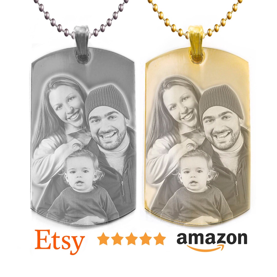 Personalized Photo Dog Tag Custom Engraved Picture Text Necklace ...