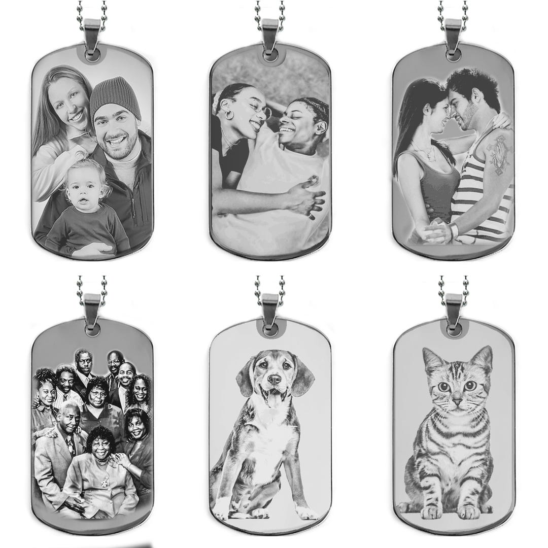 Personalized Photo Dog Tag Custom Engraved Picture Text Necklace ...