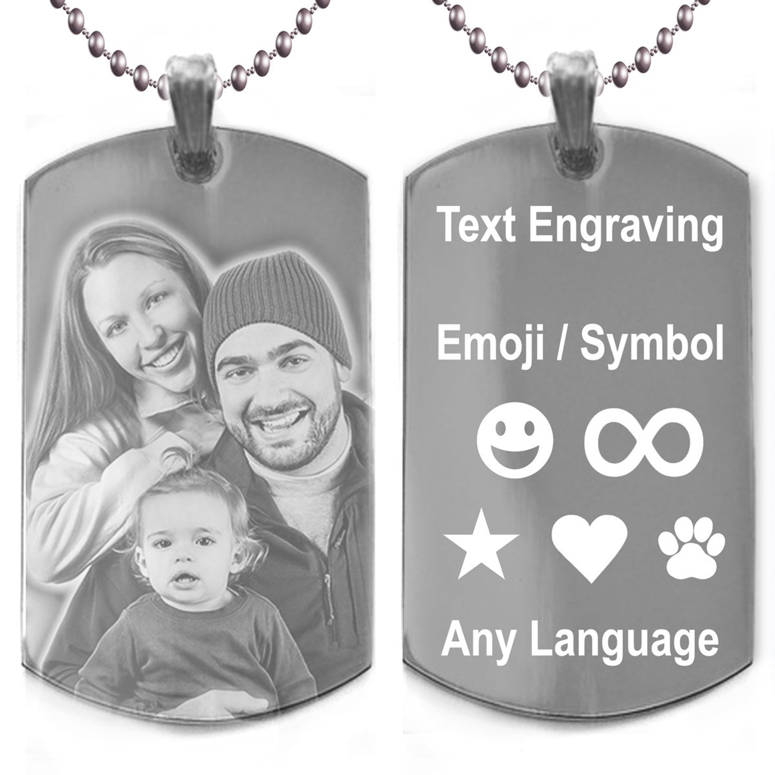 Personalized Photo Dog Tag Custom Engraved Your Picture Text | Etsy