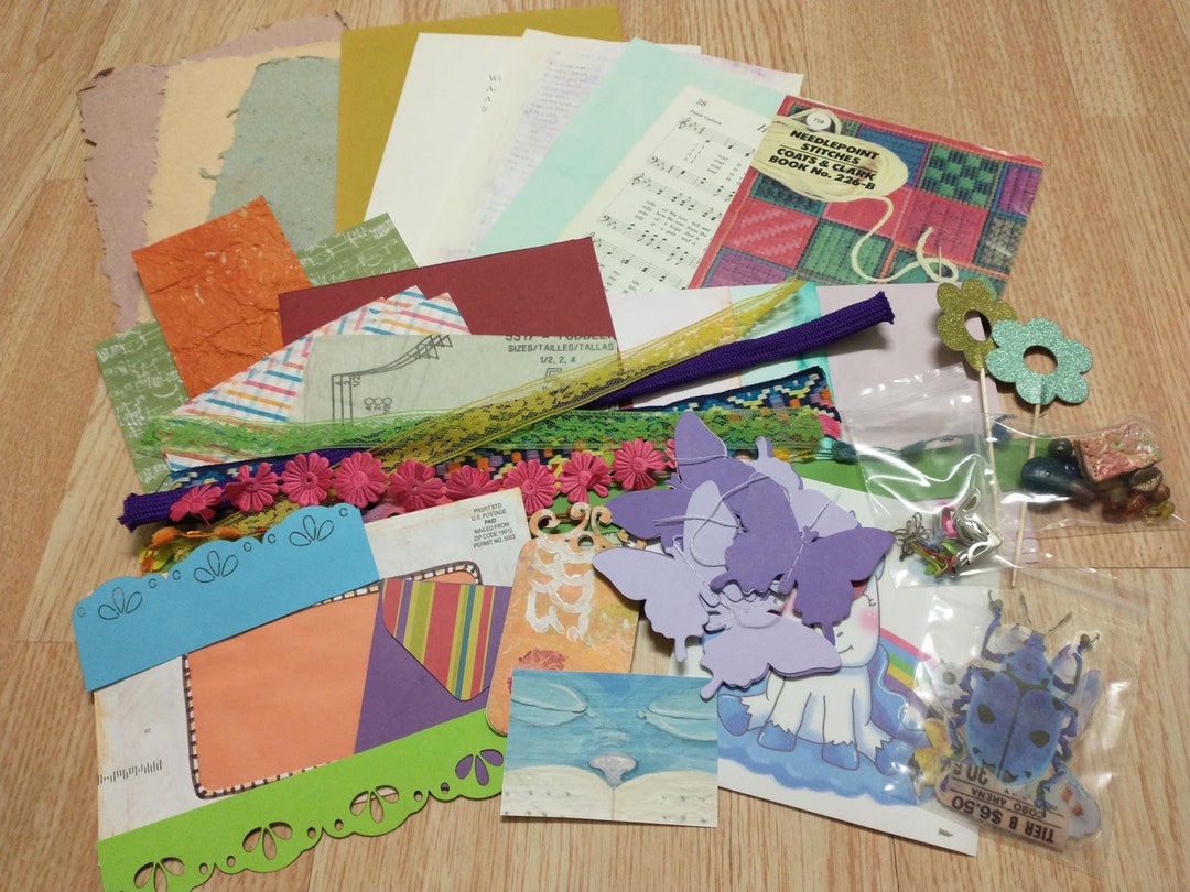 70 Pieces Junk Journal Scrapbook Paper Craft Grab Bag Destash Mystery ...