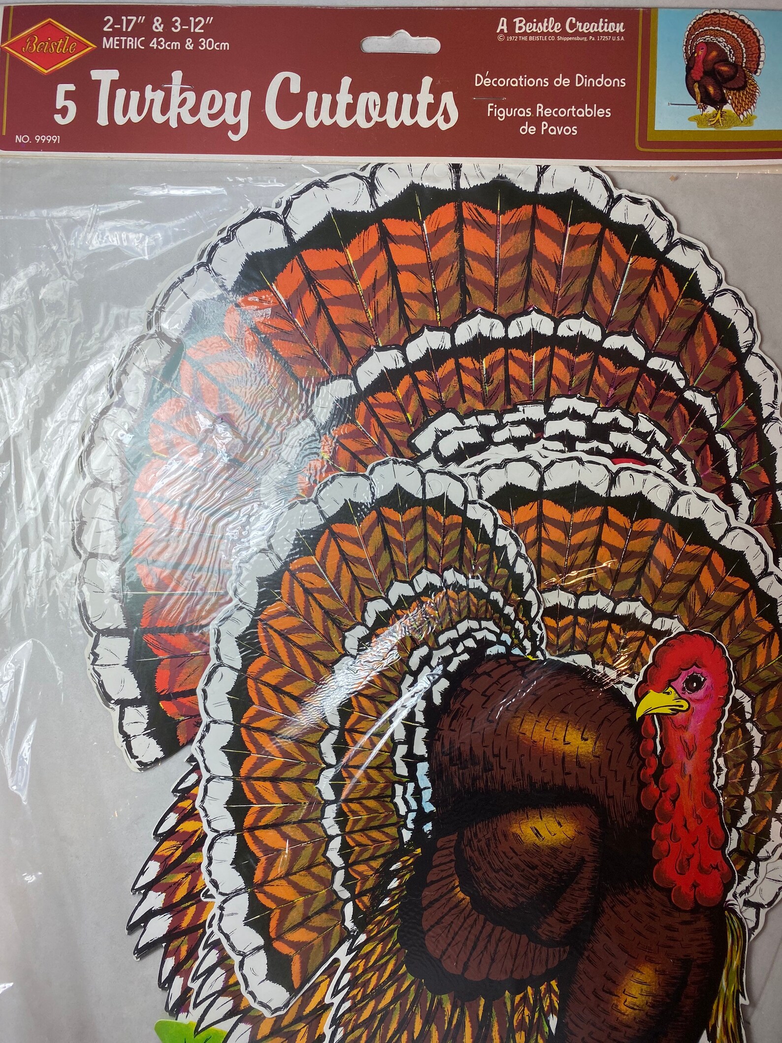 Vintage 5 Beistle Thanksgiving Turkey Die Cuts 1972 Paper - Etsy