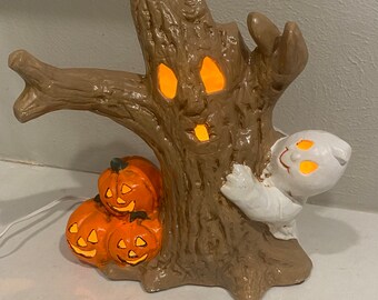 Ceramic Light up Halloween Tree - Etsy