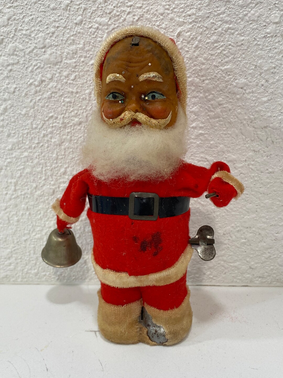 Vintage 1950'S ALPS Japan Mechanical Santa Claus Ringing Bell Wind up ...