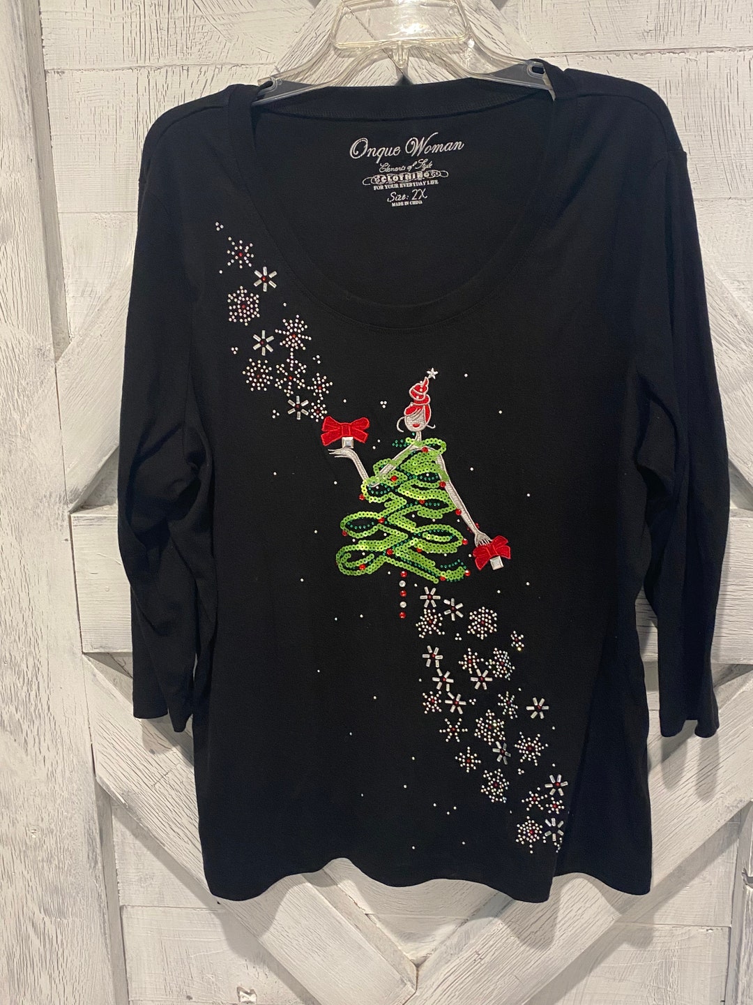 Onque Women Vintage Christmas Long Sleeved Tee - Etsy