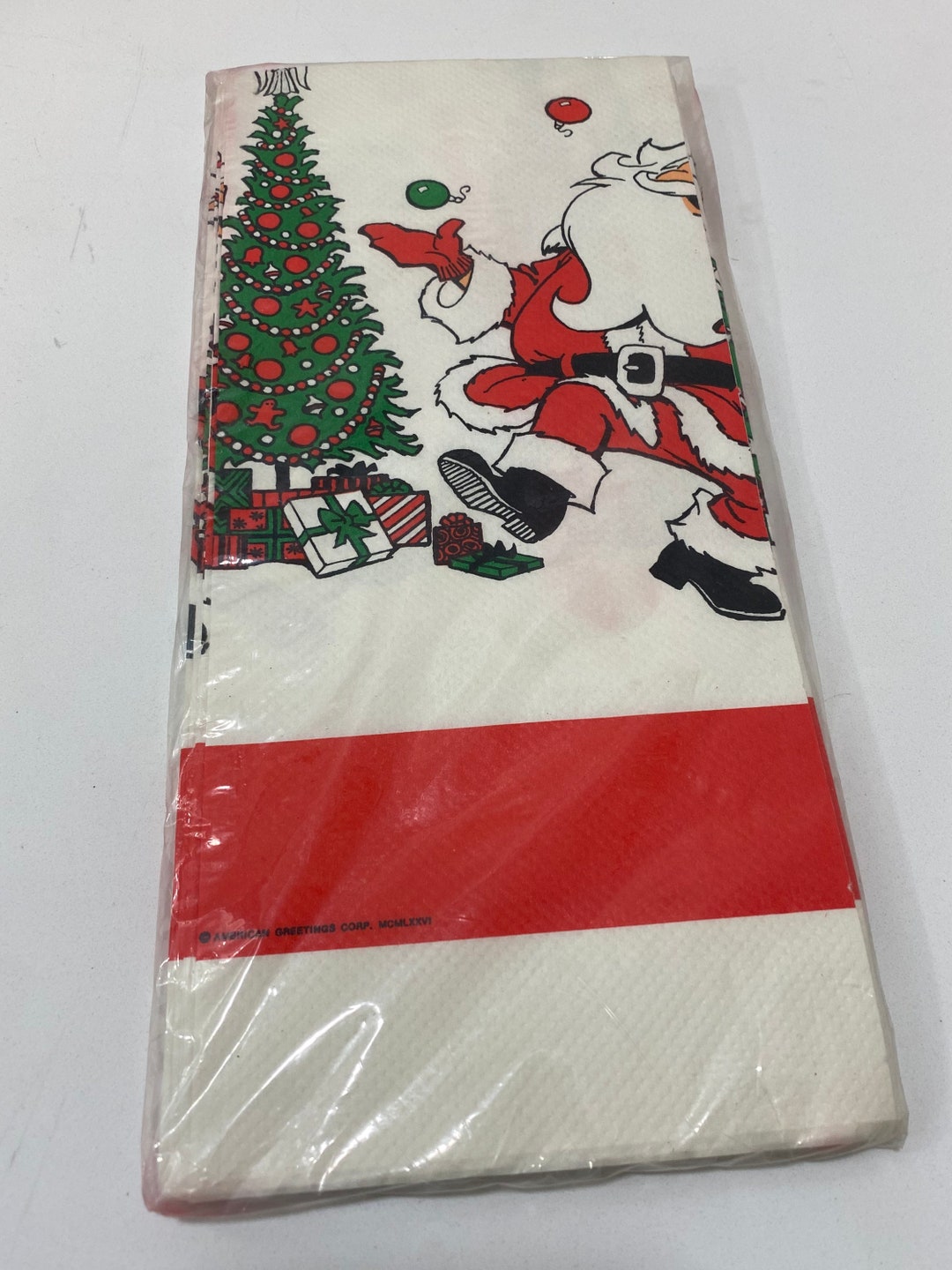 New in Package Vintage Christmas Paper Tablecloth Santa Claus 54 X 96 ...