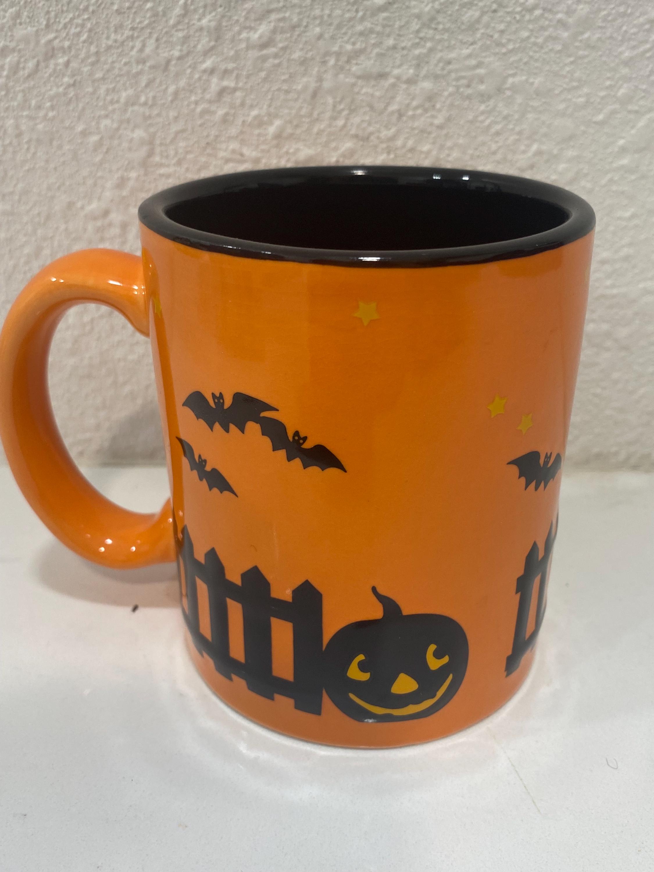 Hallmark Mug Black Cat on Fence W/bats Halloween Spooky Coffee Cup ...