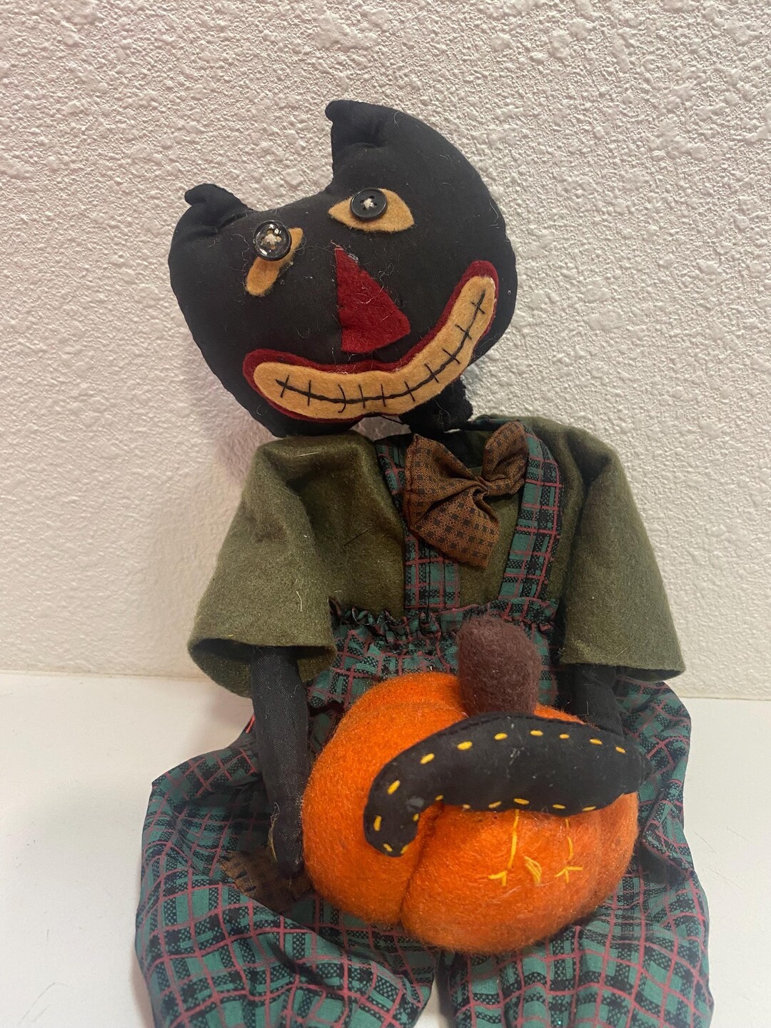 Vintage, Plush Halloween, Cat and Pumpkin - Etsy