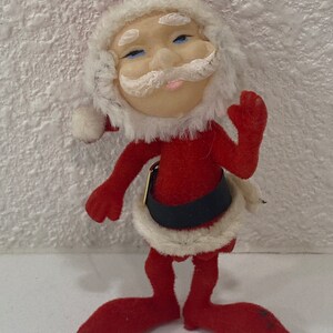 Vintage Flocked Santa - Etsy