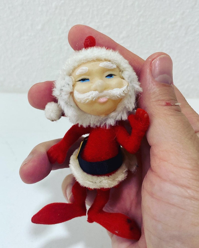 Vintage Flocked Santa - Etsy
