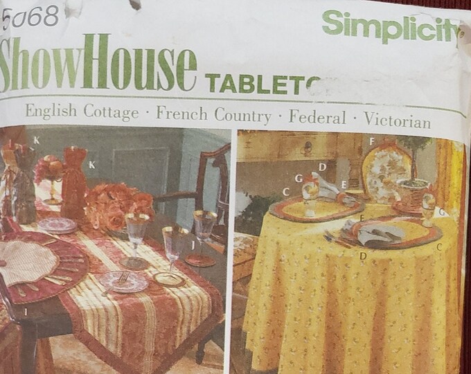 Table Top Accessories Sewing Pattern Simplicity 5068 Tablecloth, Table ...