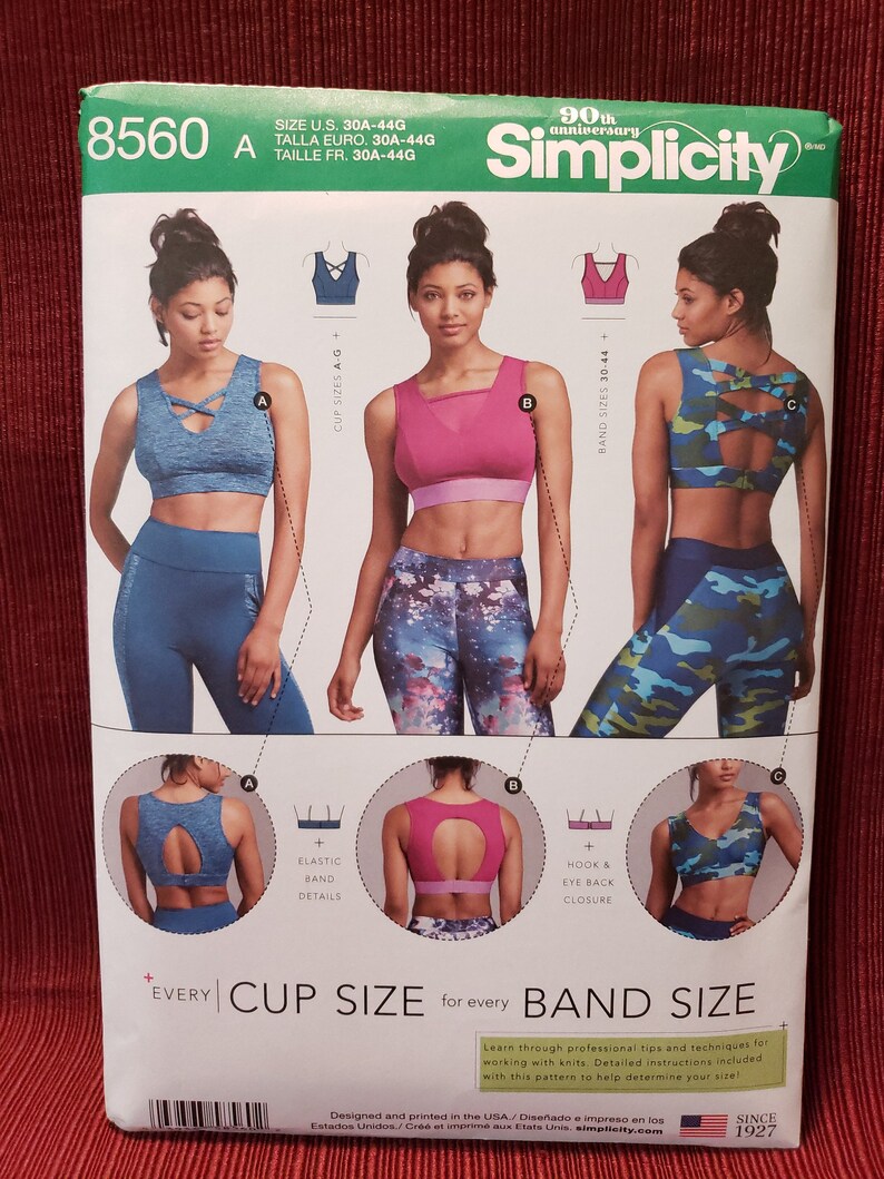 Misses Knit Sports Bra Sewing Pattern Simplicity 8560 Size 30 - Etsy