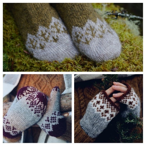 PDF PATTERN Wood Folk Fingerless Mittens S / L Sizes - Etsy Canada