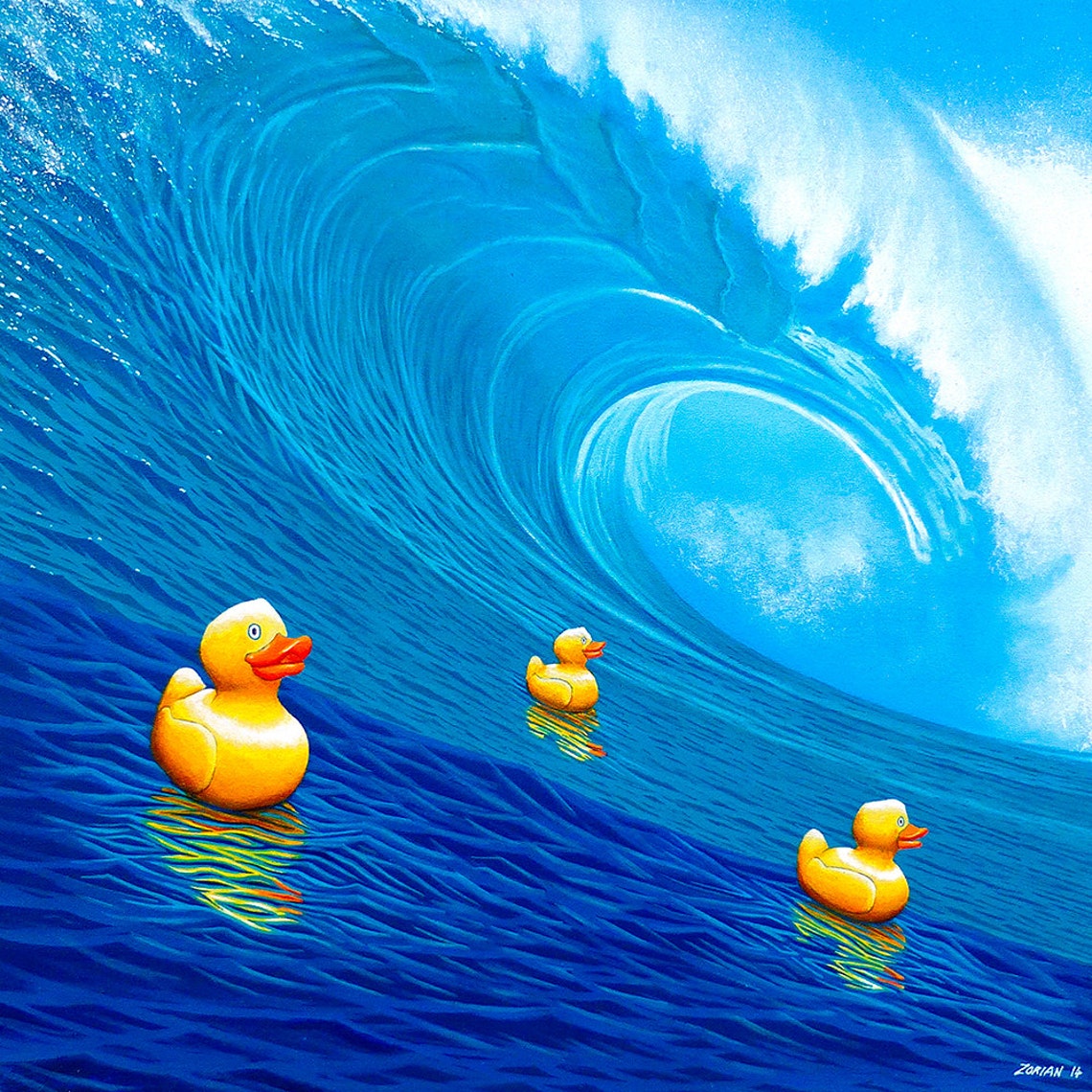 Rubber Ducks Lost at Sea, Artwork, Print, Paper or Canvas, 'duck Trio ...