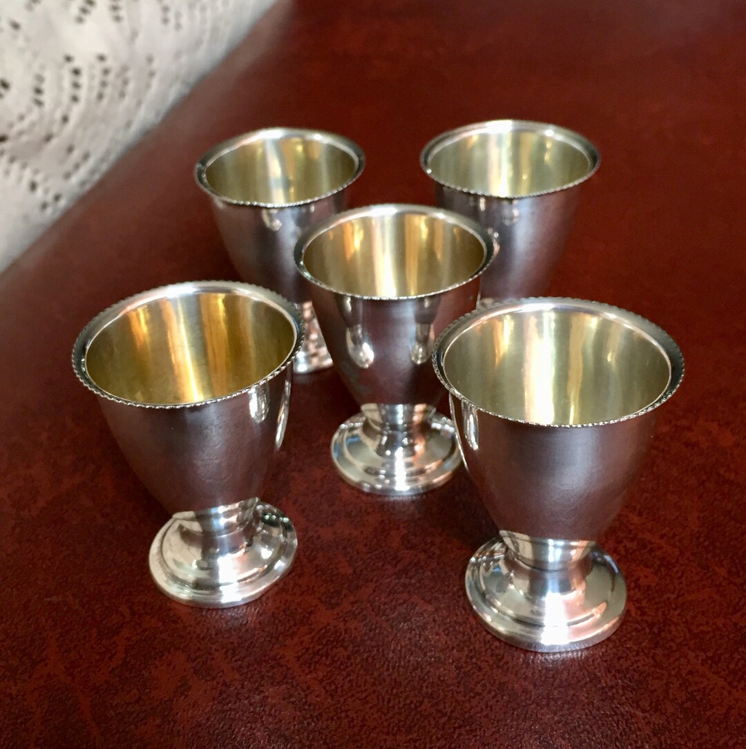 Vintage .800 Silver Cordial Cups: Set of 5, Gilded Interior - Etsy
