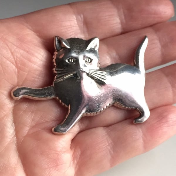 Sterling Cat Pin - Etsy